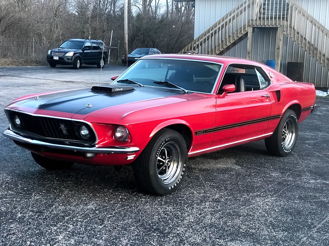 1969 Ford Mustang Mach 1 R code 4 speed Red 6515 - BenzaMotors